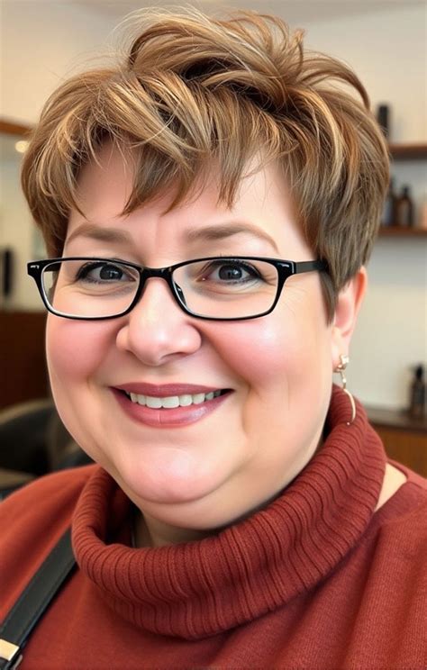 Tousled Pixie For Women Over 50 With Glasses And Fuller Faces