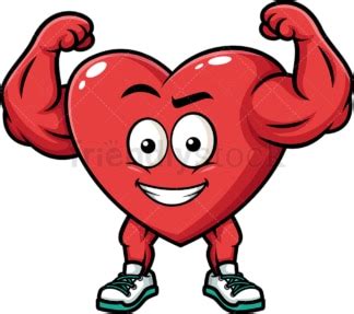 Flexing Strong Heart Cartoon Vector Clipart Friendlystock