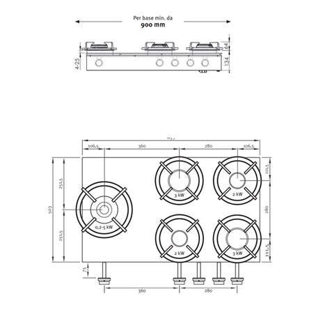 Pitt Cooking Enep Front Side Cinque Bruciatori Integrati Nel Piano