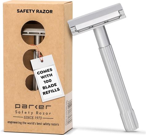 Parker Soloedge Single Edge Safety Razor With 100 Parker Platinum Single Edge Razor Blades