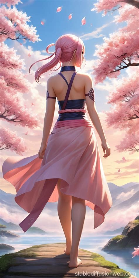 Sakura Haruno In Full Body Back View From Naruto Stable Diffusion Online