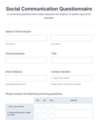 Social Communication Questionnaire Form Template Jotform