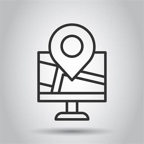 Premium Vector Computer Navigation Icon In Flat Style Monitor Pin Gps Vector Illustration On