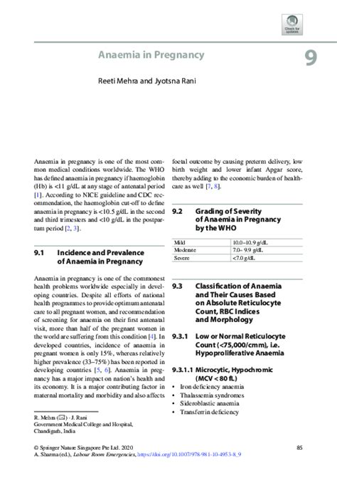 Pdf Anaemia In Pregnancy