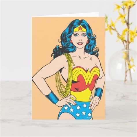 Wonder Woman Vintage Pose With Lasso Card Zazzle