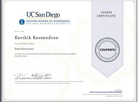 Completed Data Structures Course On Coursera Karthik Raveendran