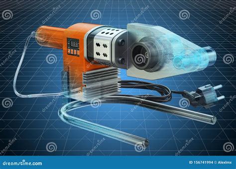 Visualization 3d Cad Model Of Soldering Iron For Plastic Pipes Automatic Electric Welding