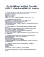 Certified Alcohol And Drug Counselor CADC Pre Test Exam Updates DocMerit