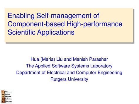 ppt enabling self management of component based high performance