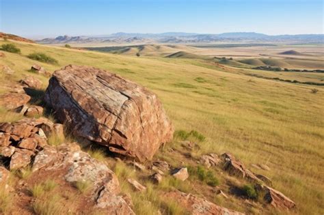 Premium Ai Image Highangle View Of A Massive Boulder In A Scrubland