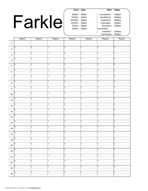 22 Free Printable Farkle Score Sheets Templatespark
