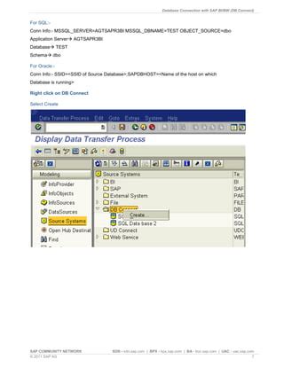 Db Connect With Sap Bw PDF Databases Computer Software And