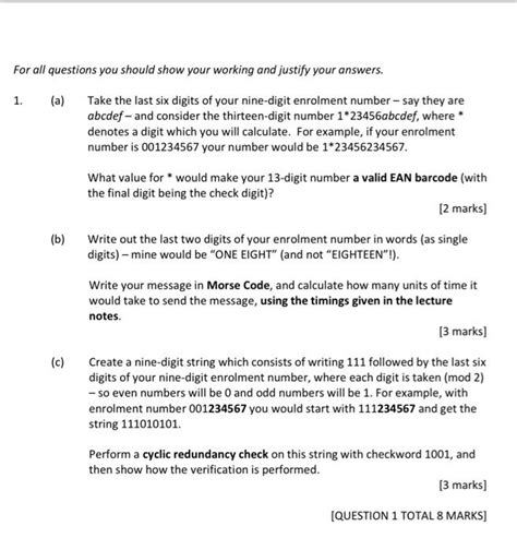 Solved All Questions You Should Show Your Working And Chegg