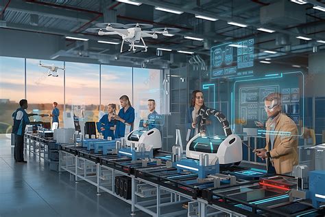 Fully Automated Factory With Ai Generated Instructions Background Ai Driven Production Line