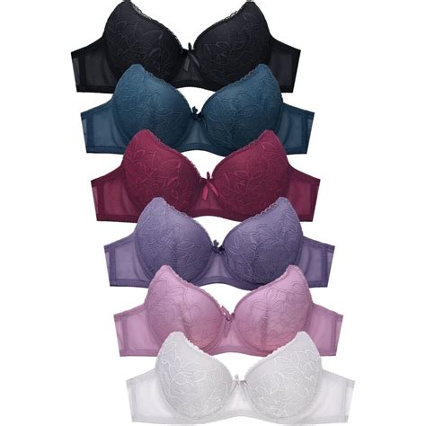 Pack Of 6 Womens Essentials Sofra Full Cup Lace Trim Bras By 247