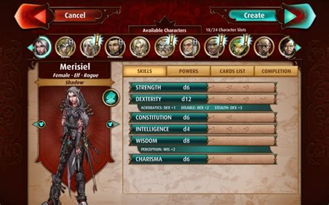 Pathfinder Adventures Screenshot From The Pc Version Showing The Character Creator