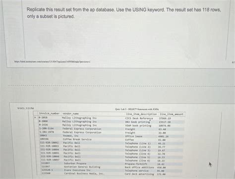 Solved Replicate This Result Set From The Ap Database Use