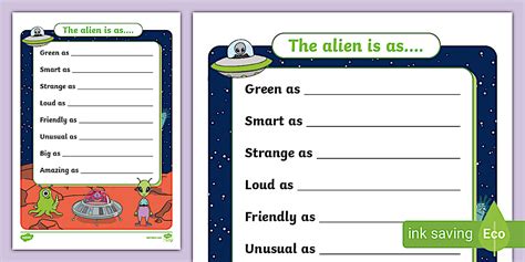 Alien Simile Poem Template Alien Poem Similes Twinkl