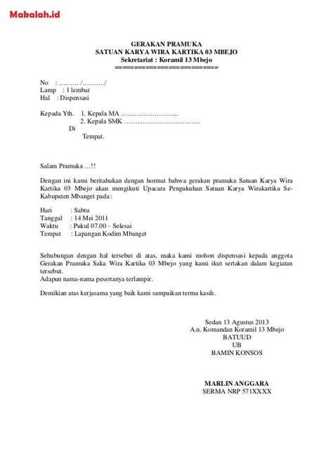 Contoh Surat Dispensasi Tidak Masuk Sekolah Kuliah Dan Kerja Terlengkap