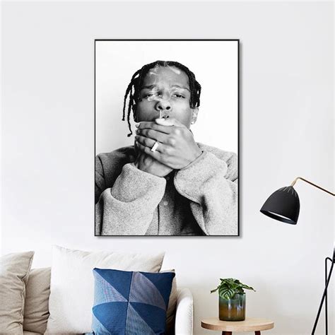 Asap Rocky Black And White Wall Art Home Decor Poster Canvas Kaiteez
