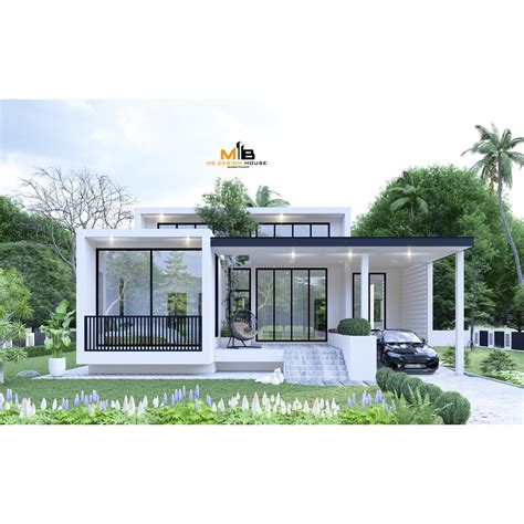 B01 แบบบ้านสำเร็จรูปทรงกล่อง มินิมอล Shopee Thailand