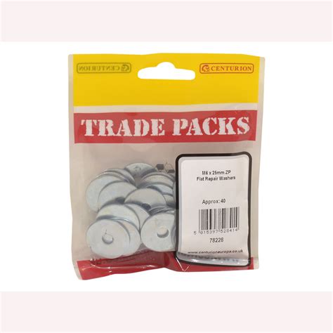 Centurion Trade Packs Flat Repair Washers Zinc Plated M6 X 25mm 40