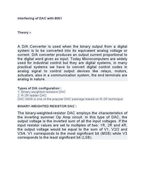 Interfacing Of Dac With 8051 Pdf