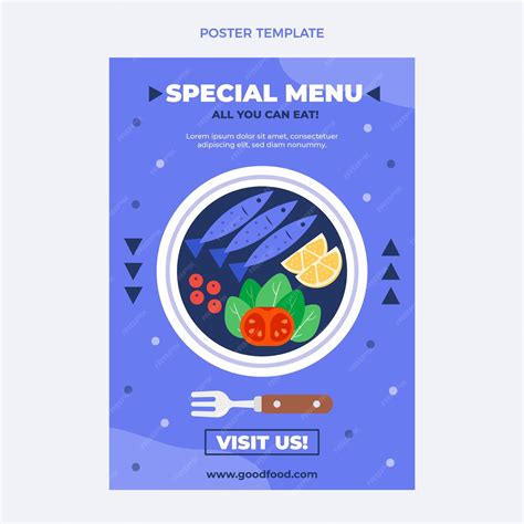 플랫 음식 포스터 템플릿 무료 벡터