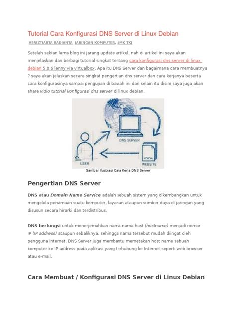 tutorial cara konfigurasi dns server di linux debian pdf
