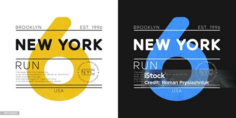 티셔츠 디자인을 위한 뉴욕 마라톤 프린트 테마를 실행하기위한 운동 타이포그래피 그래픽 브루클린은 숫자로 의류 프린트를 실행합니다