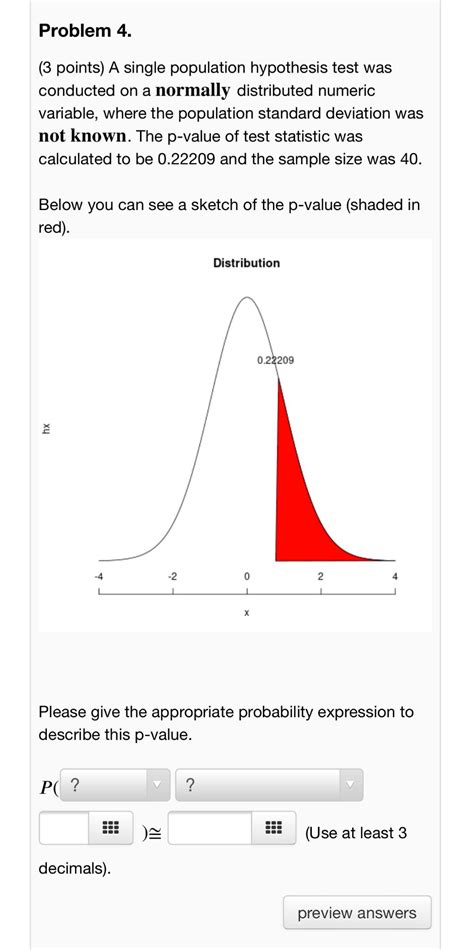 Solved Problem 4 3 Points A Single Population Hypothesis