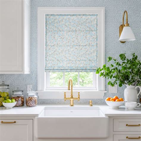 Fronde Leaf Pattern Custom No Drill Roman Shades Curtarra