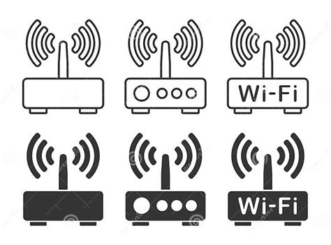 Wifi Router Icon Symbol Shape Set Wlan Modem Sign Logo Silhouette Adsl Dsl Network Internet