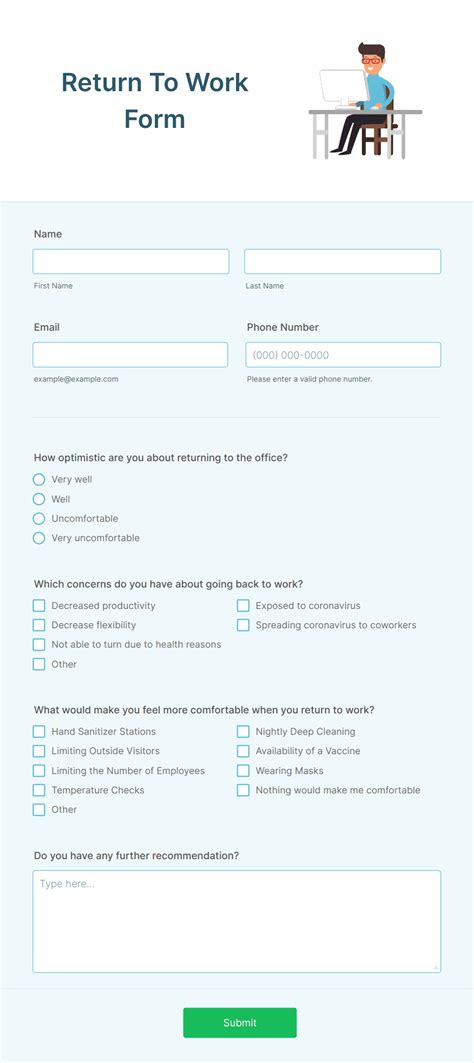 Free Return To Work Template Free Printable