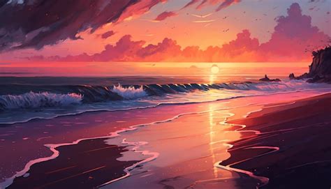 Premium Ai Image Sunset Red