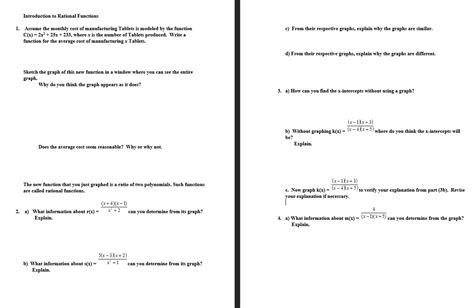 Solved Introduction To Rational Functions C From Their Chegg