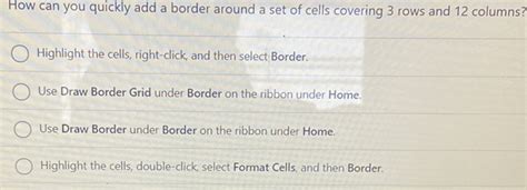 How Can You Quickly Add A Border Around A Set Of Cells Covering 3 Rows