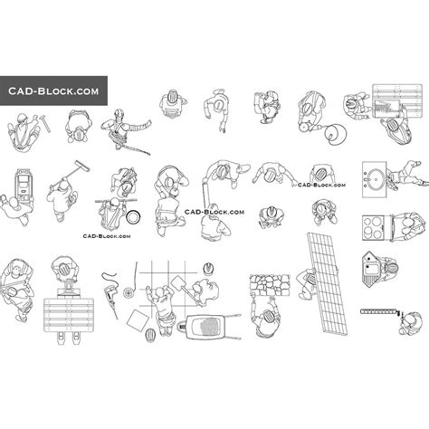Construction Workers Top View Cad Blocks Autocad Dwg