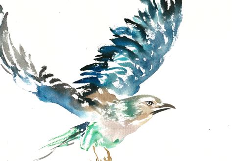 날아다니는 파랑새 수묵화 먹그림 먹이를 찾다 Png 일러스트 및 Psd 이미지 무료 다운로드 Pngtree