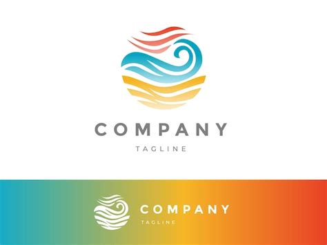 Colorful Gradient Wave Wavy Wind Water Logo Design Vector Template For