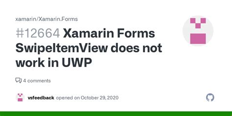 Xamarin Forms Swipeitemview Does Not Work In Uwp Issue Xamarin Xamarin Forms Github