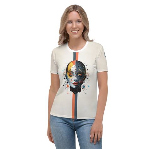 Abstract Portraits Of All Over Womens Essence Crew Neck Beyond T Shirts