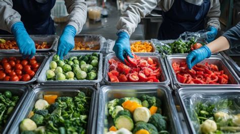 Food Assembly Line Showcases Workers Preparing Fresh Vegetables For