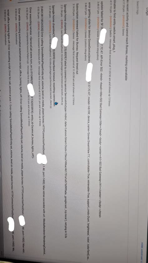 A Lot Of Logs Errors And Warnings Rhomeassistant