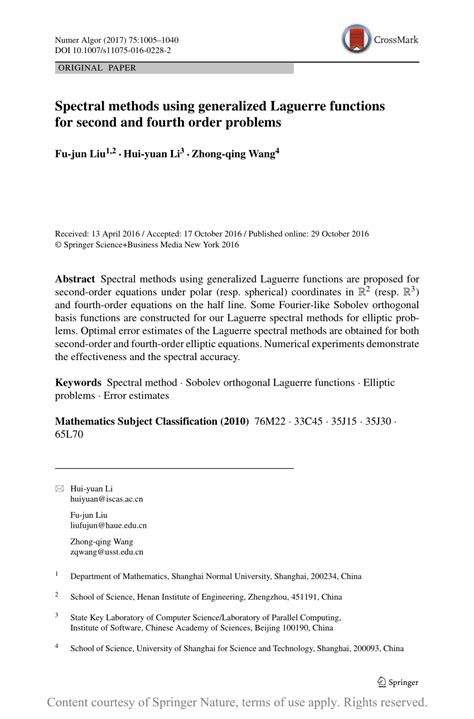 Spectral Methods Using Generalized Laguerre Functions For Second And Fourth Order Problems