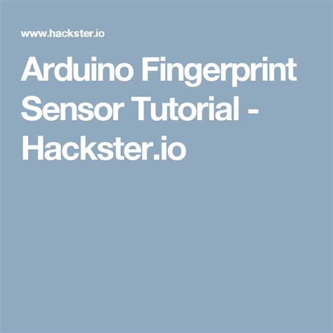 Arduino Fingerprint Sensor Tutorial Arduino Tutorial Rfid