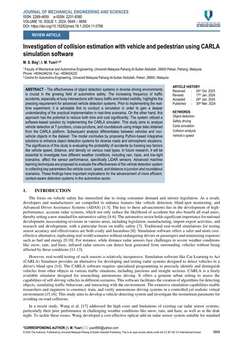 Pdf Investigation Of Collision Estimation With Vehicle And Pedestrian