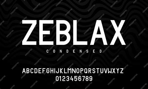 현대 압축 산세리프 글꼴 알파벳 및 숫자 세트 프리미엄 벡터