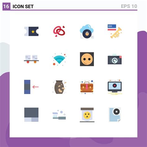 Editable Vector Line Pack Of 16 Simple Flat Colors Of Movie Secure Engagment Love Private