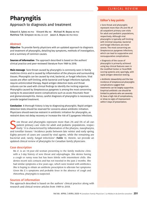 Pdf Pharyngitis Approach To Diagnosis And Treatment